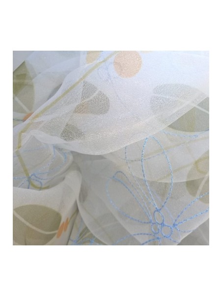 TKANINA ZA ZAVESE,ORGANZA,ZELENE ROŽE