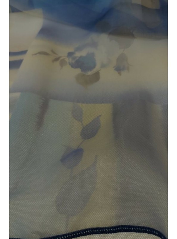 TKANINA ZA ZAVESE,ORGANZA,MODRE ROŽE
